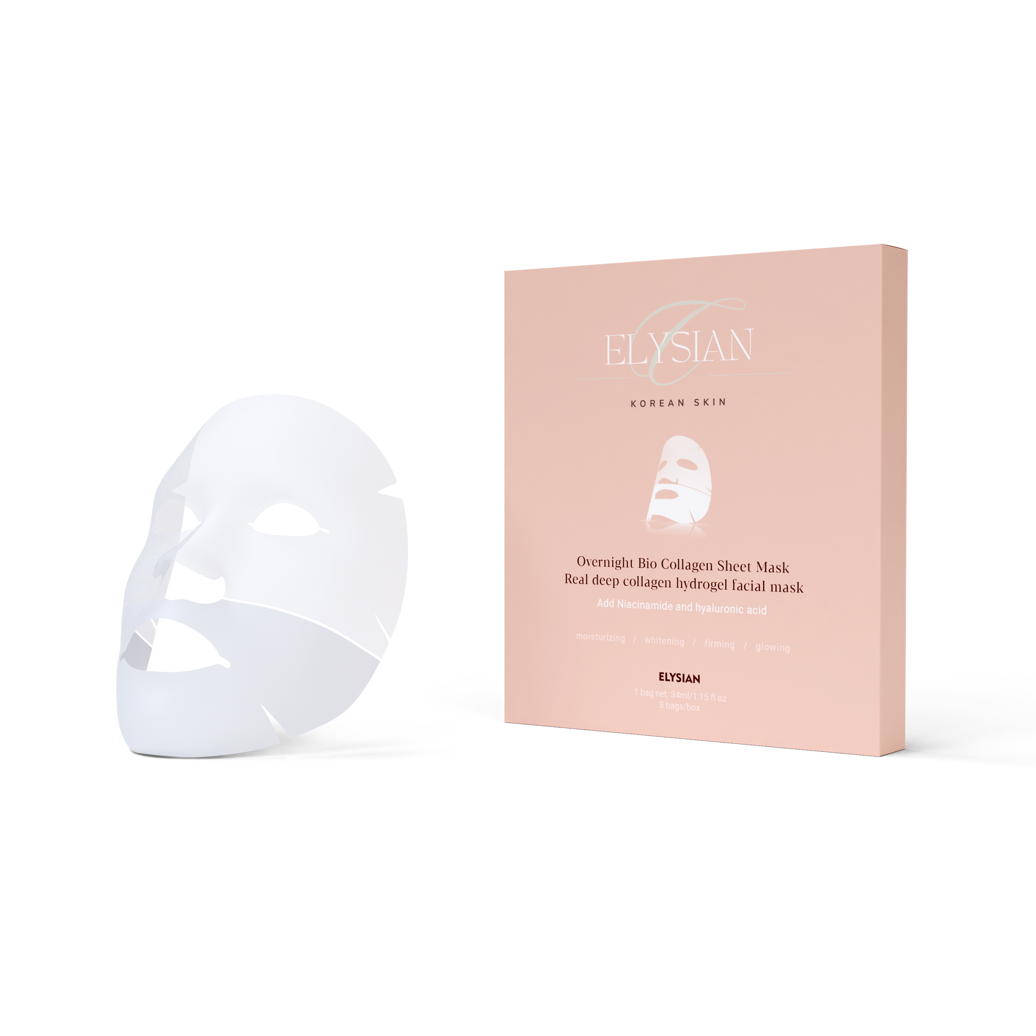 Elysian Korean Skin Bio-Collageen Masker - Set van 3 maskers